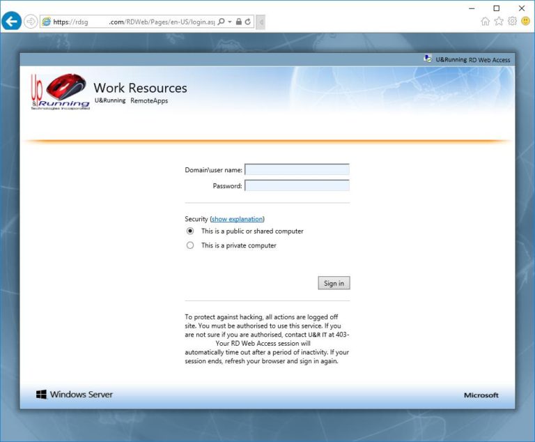 SOLVED: How To Customize Your RDS RDWeb Page - Up & Running Inc - Tech ...
