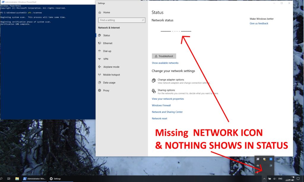 Network Icon Missing From System Tray Notification Area & Greyed Out in ...