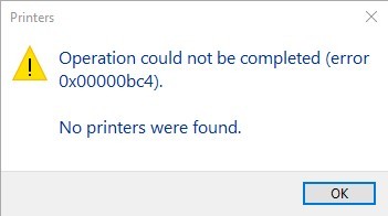 SOLVED: Printer Operation Could Not Be Completed Error 0x00000bc4 & We ...