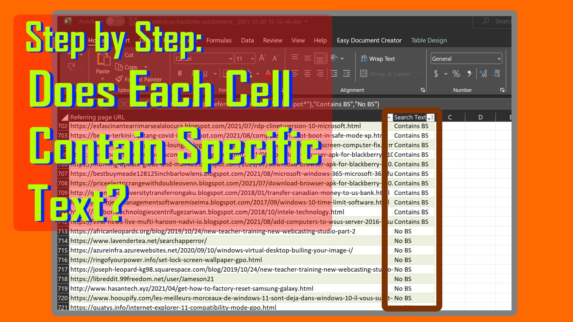 Check for Specific Text in Excel Cells Easily