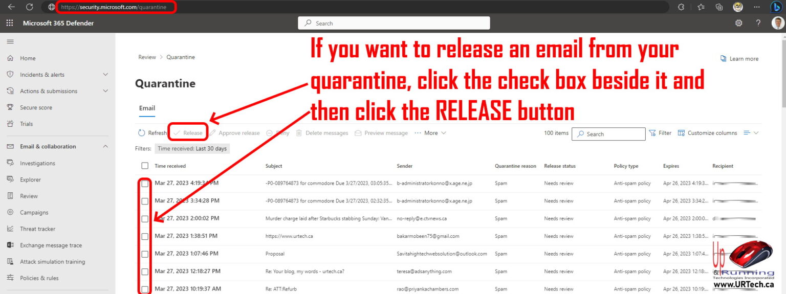 SOLVED: How To Check Your Microsoft 365 Email Quarantine - Up & Running Inc - Tech How To's