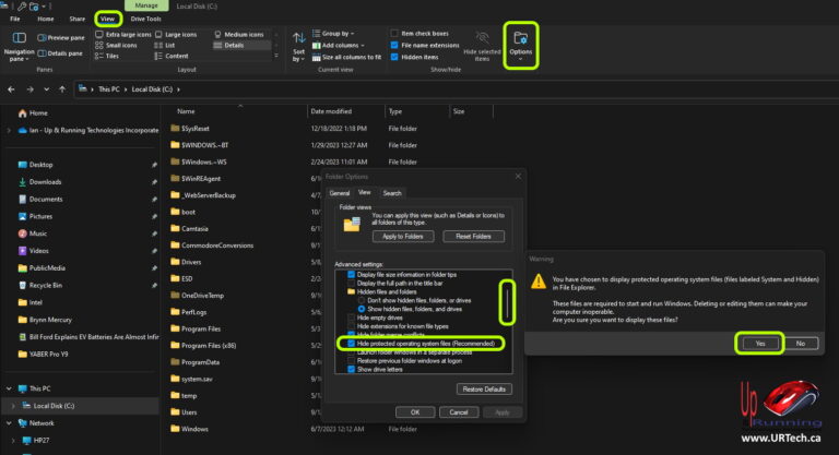 SOLVED: Cannot See Hidden Files Like PageFile.sys on Windows - Up & Running Inc - Tech How To's