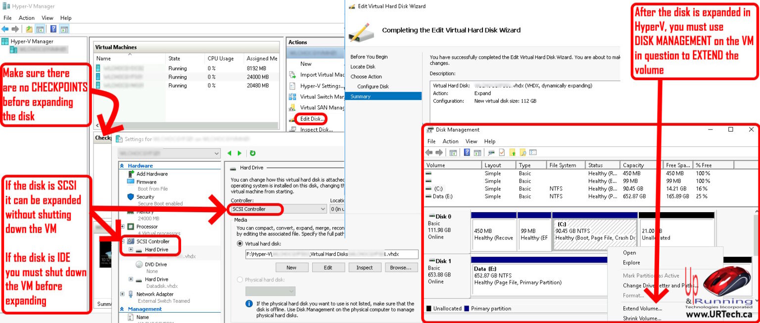 SOLVED: Can Hyper-V Disks be Expanded Without Shutting Down The VM - Up & Running Inc - Tech How ...