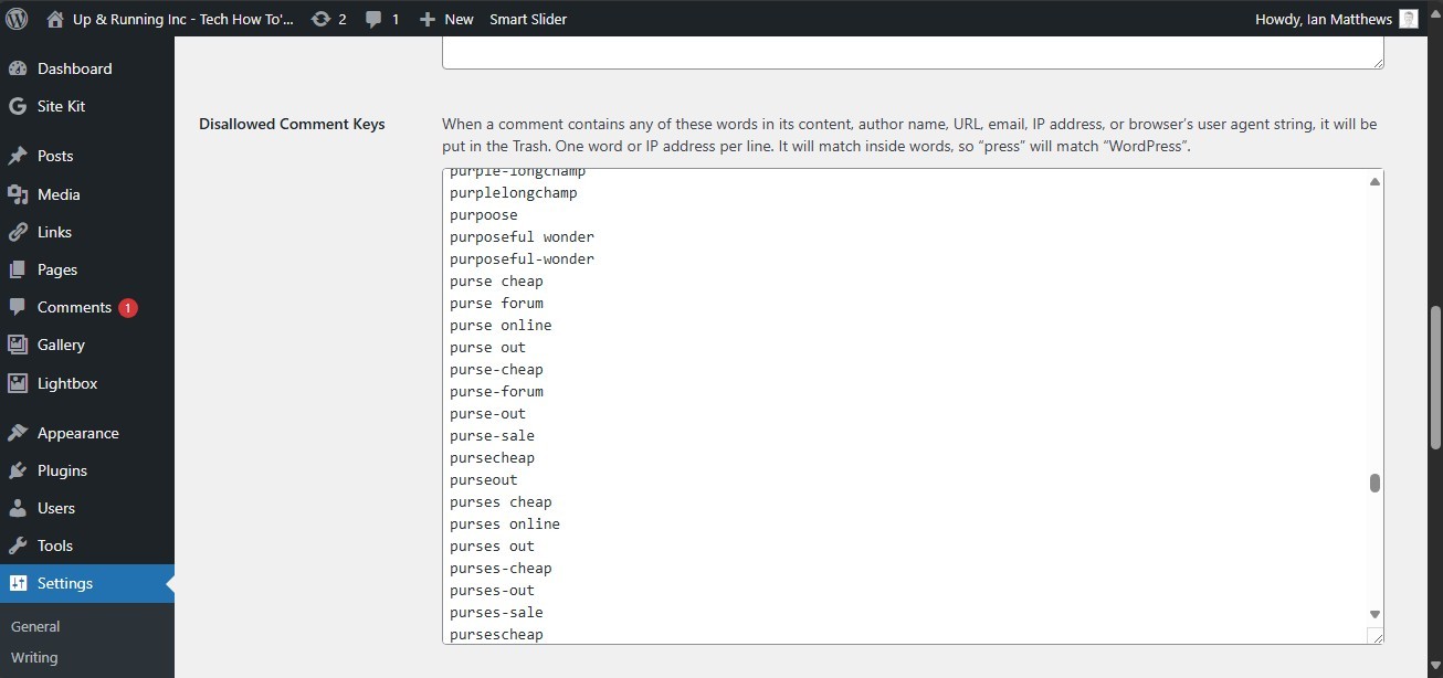 SOLVED: WordPress Blocked Comment Keys: Single Words or Phrases? - Up ...